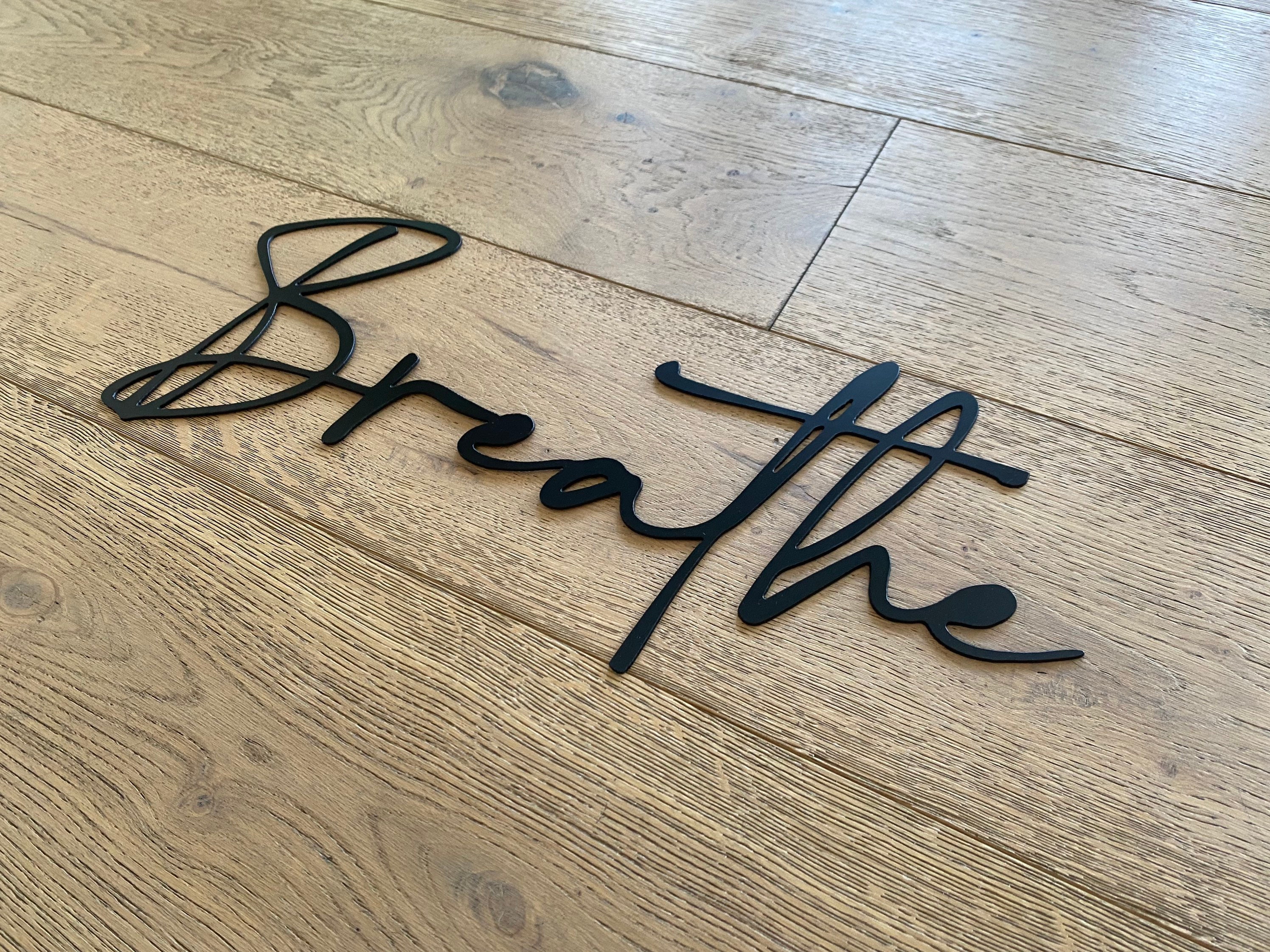 Breathe Metal Word Metal Wall Art Breathe Word Sign | Etsy