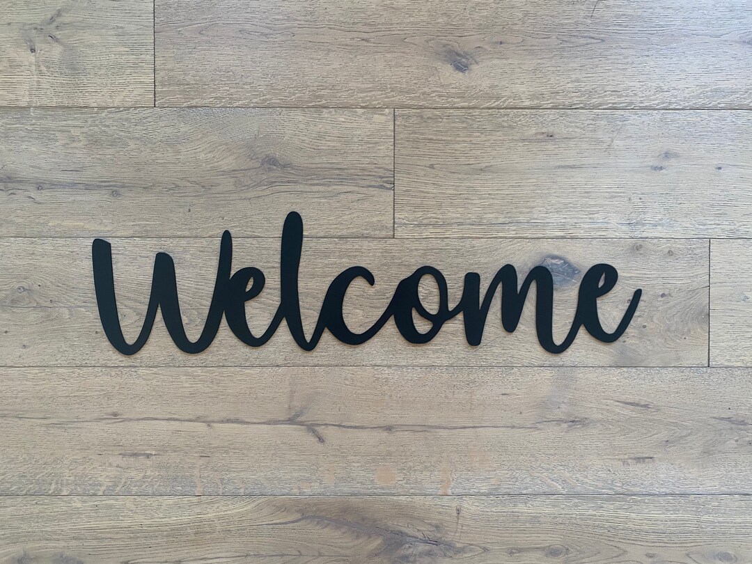 Welcome Metal Wall Art - Modern Home Decor - Handcrafted Entryway Sign ...