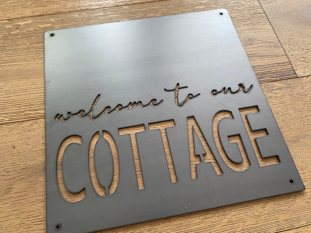 Metal Script Square “welcome to Our COTTAGE” Art Sign Cabin Decor ...