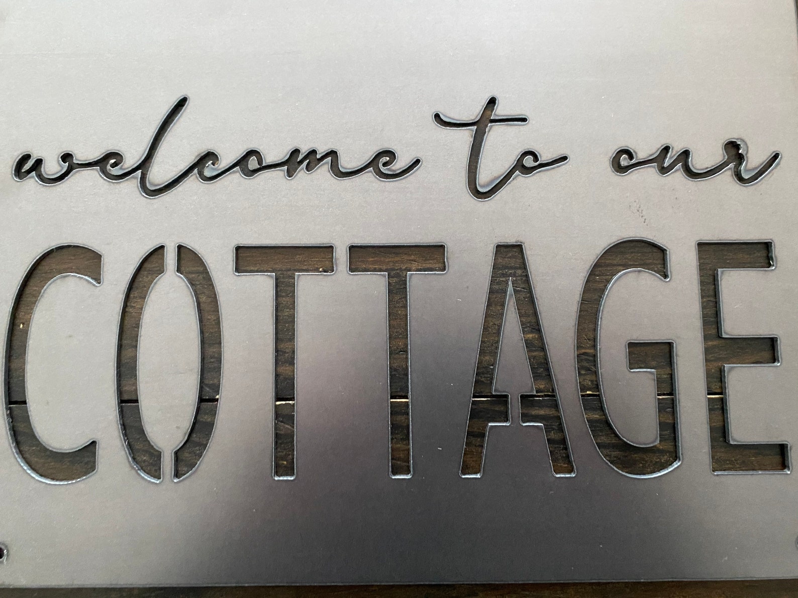 Metal Script Square welcome to Our COTTAGE Art Sign - Etsy