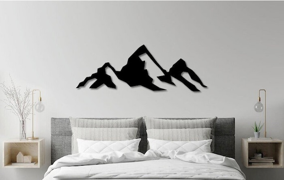 Rustic Metal Mountain Wall Art Vector Style. | Etsy