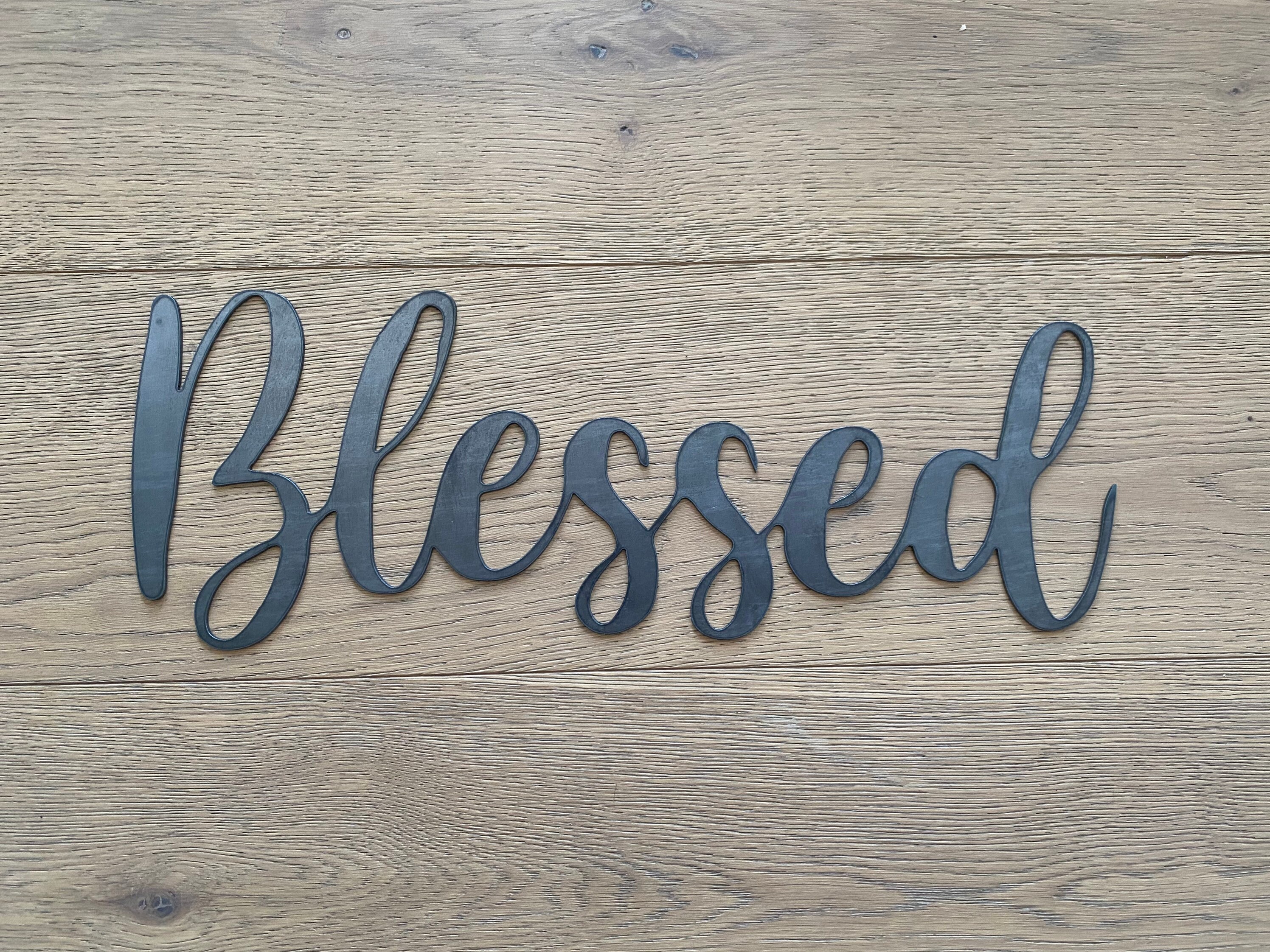 Blessed Metal Wall Art: Script Word Sign - Etsy