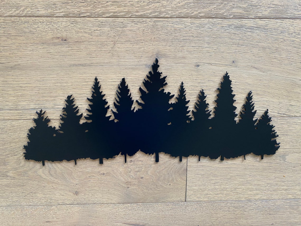 Metal Tree Line Wall Art | Line of Trees - Etsy