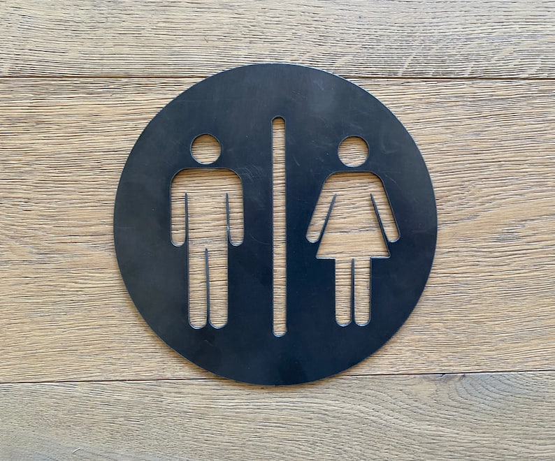Unisex Metal Restroom Sign: Washroom Door Label - Etsy Australia