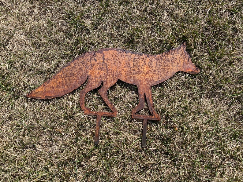 Rusty Corten Steel Fox Garden Art - Metal Yard Decor - Etsy