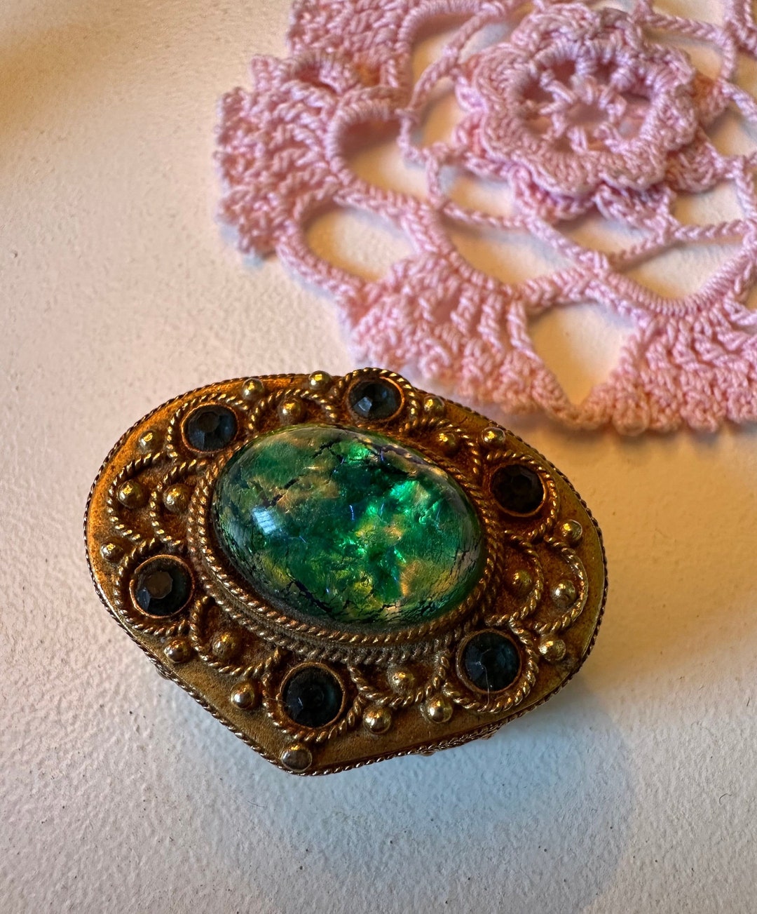 Florenza Jewelled Pill Box or Small Trinket - Etsy Australia