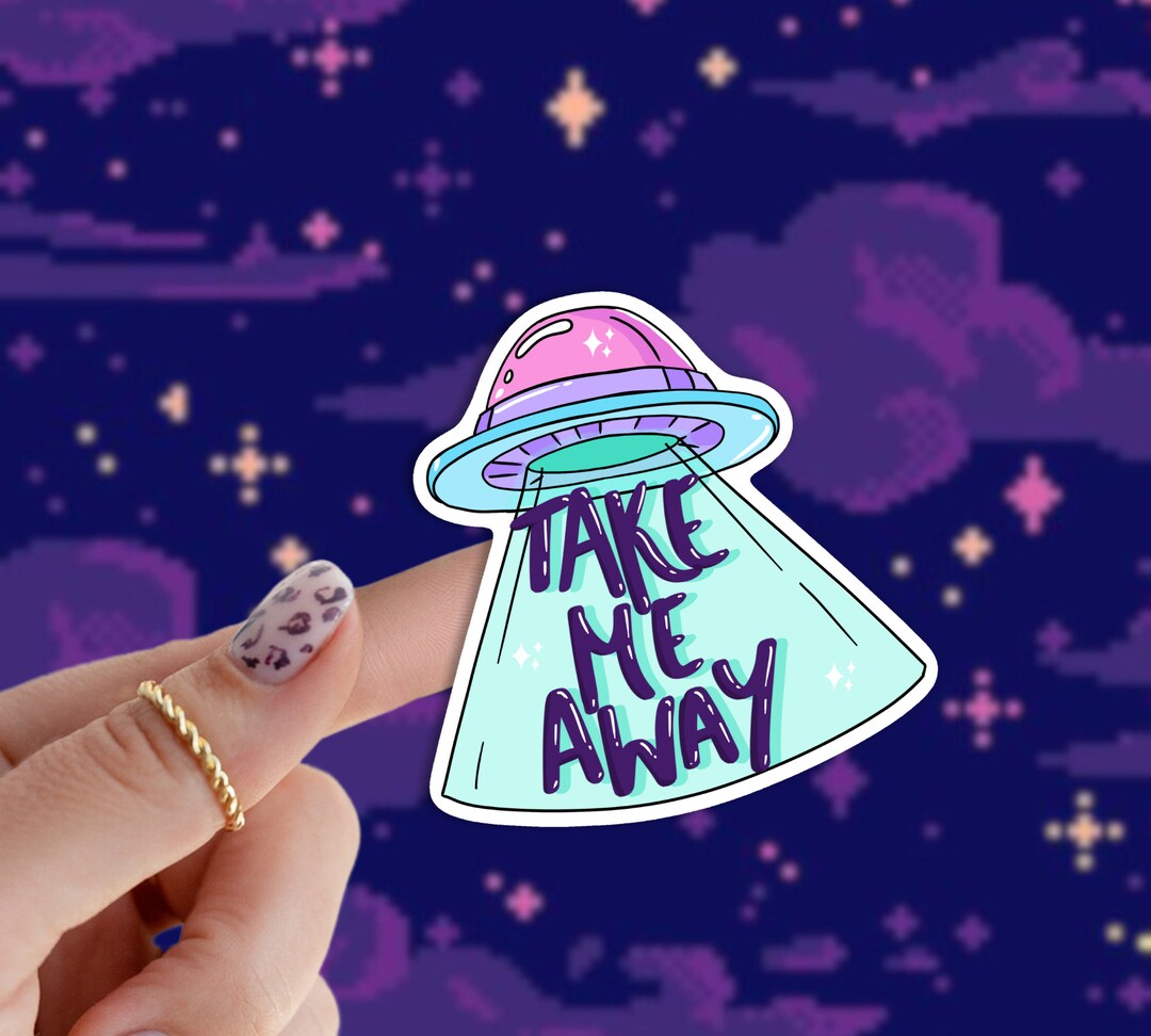 Ufo Sticker / Alien Abduction Sticker / Sci Fi Stickers / Flying Saucer ...