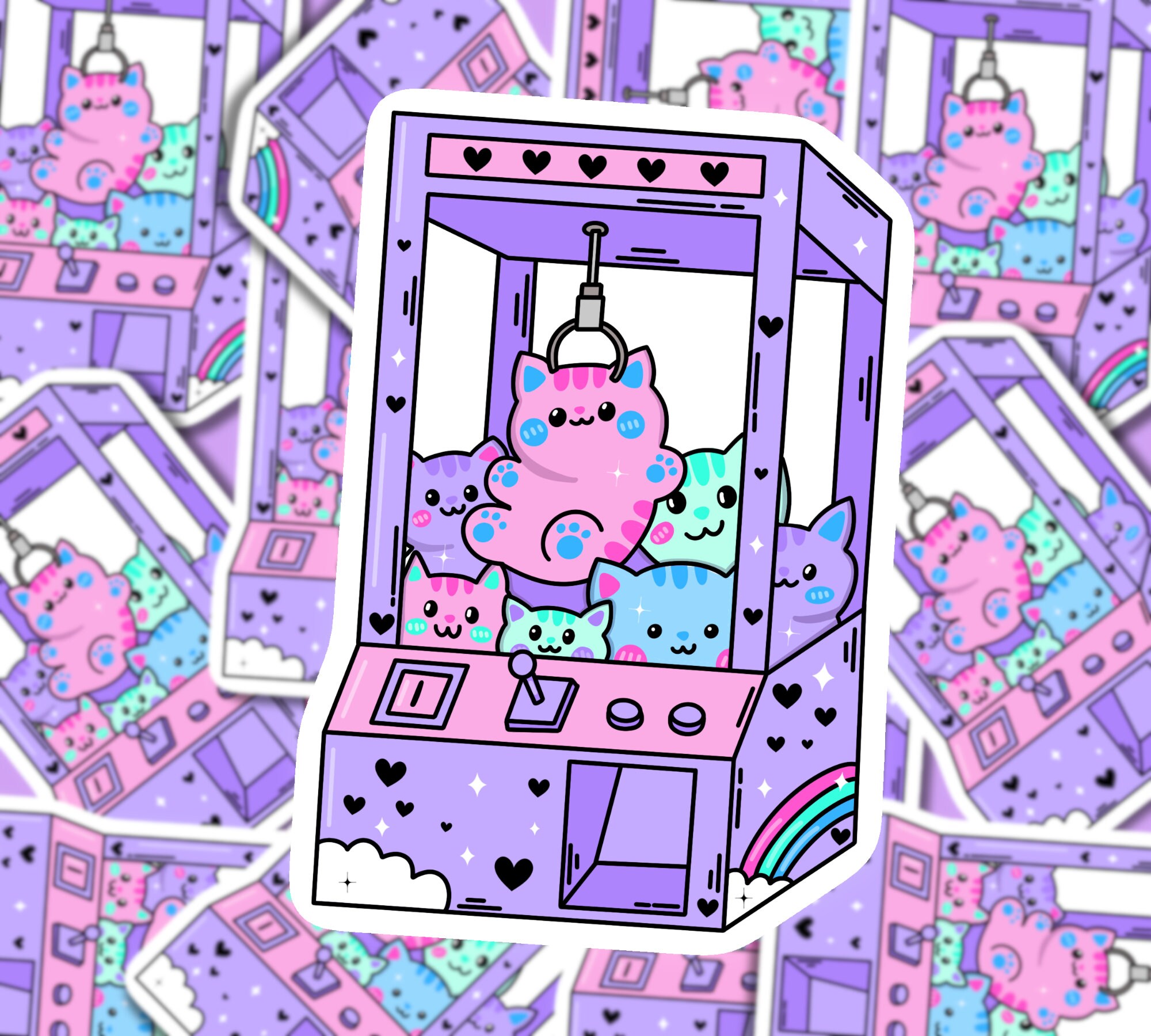 Claw Machine Sticker / Cute Kitty Sticker / Kawaii Pastel Sticker ...