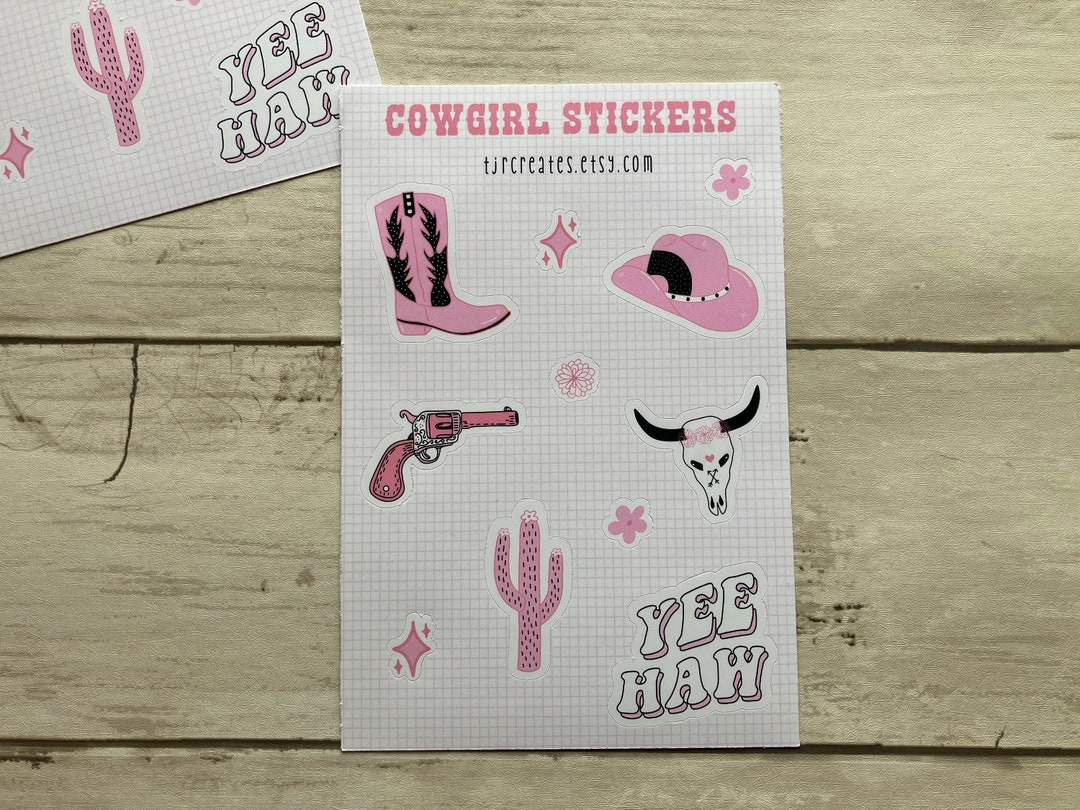 Cowgirl Sticker Sheet / Cowgirl Stickers / Girly Sticker Sheet / Pink ...