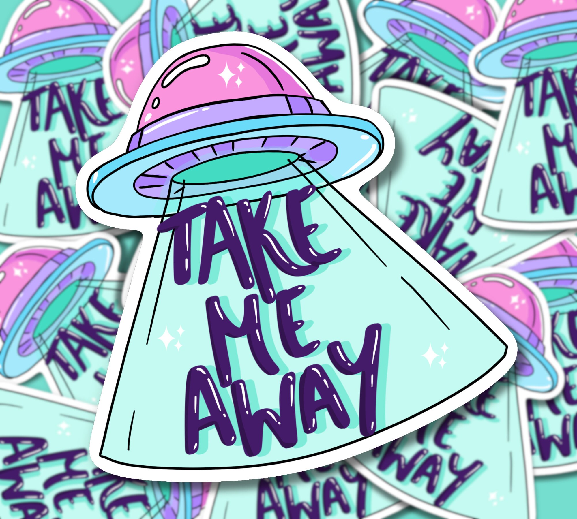 Ufo Sticker / Alien Abduction Sticker / Sci Fi Stickers / Flying Saucer ...