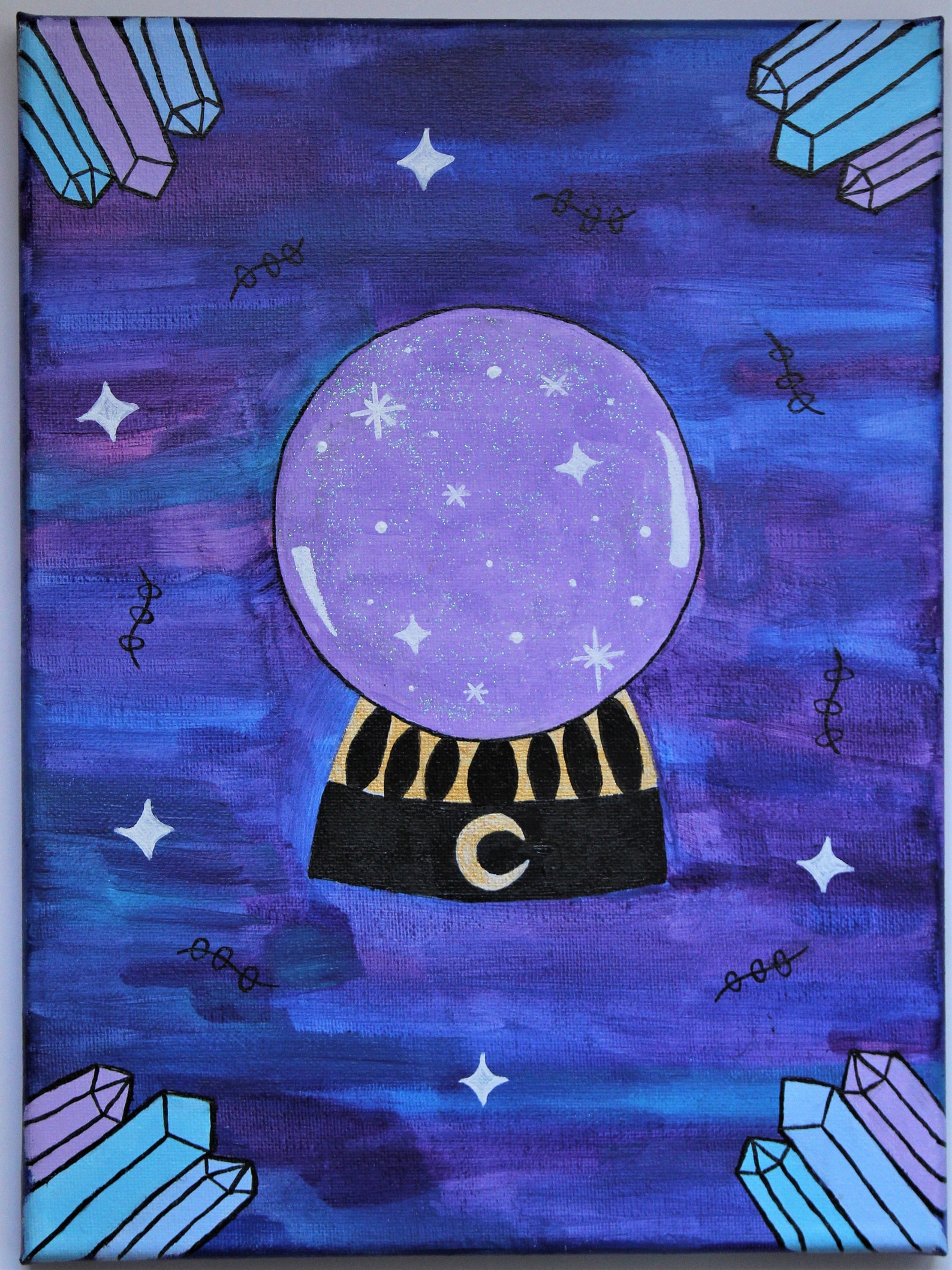 Crystal ball acrylic canvas painting | Etsy