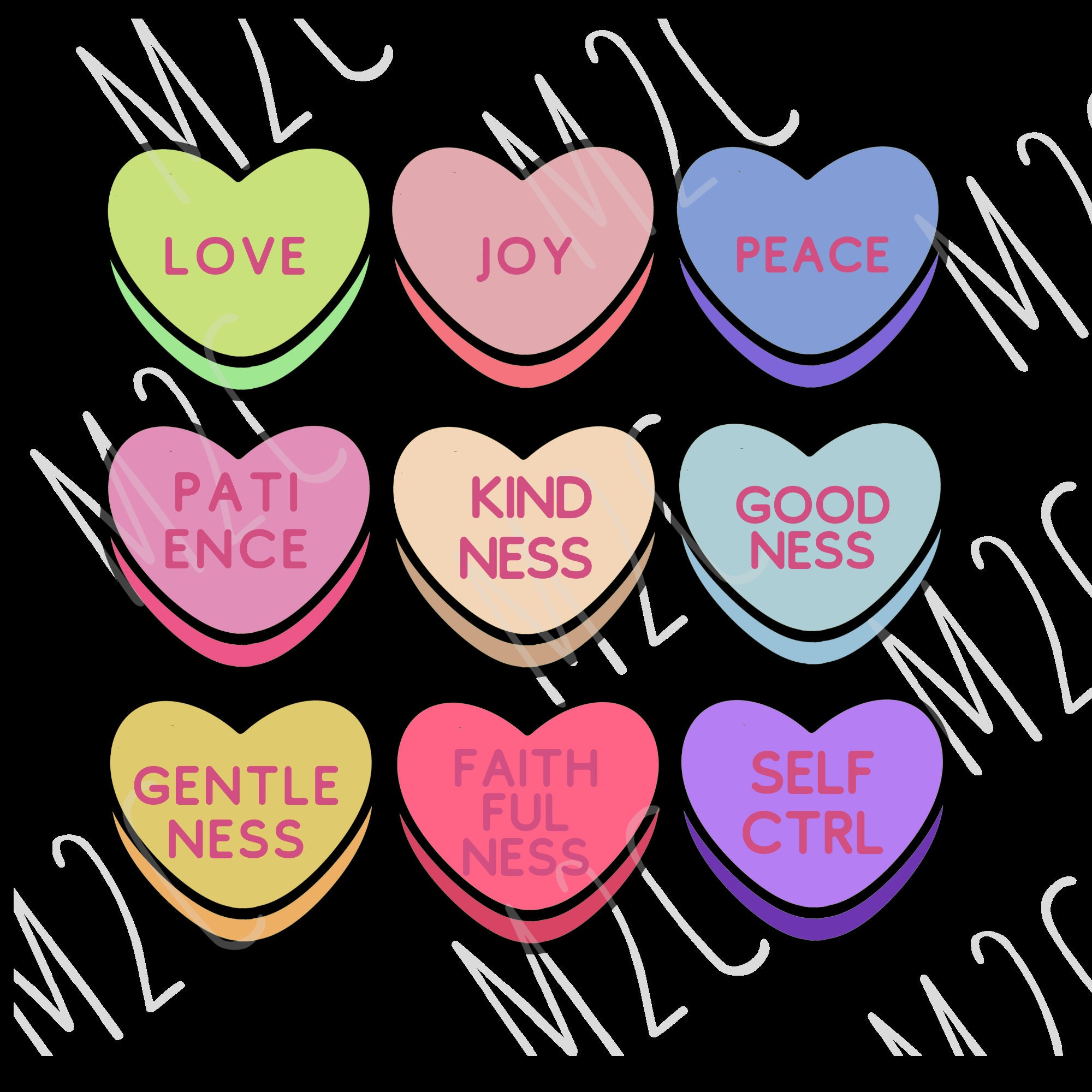 Fruits of the Spirit Candy Hearts PNG DOWNLOAD ONLY - Etsy