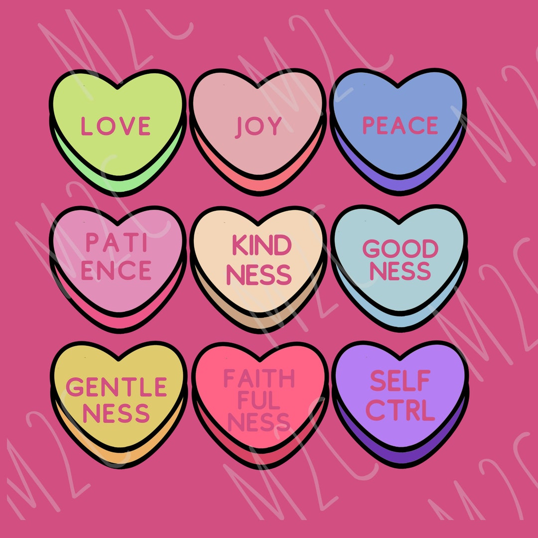 Fruits of the Spirit Candy Hearts PNG DOWNLOAD ONLY - Etsy