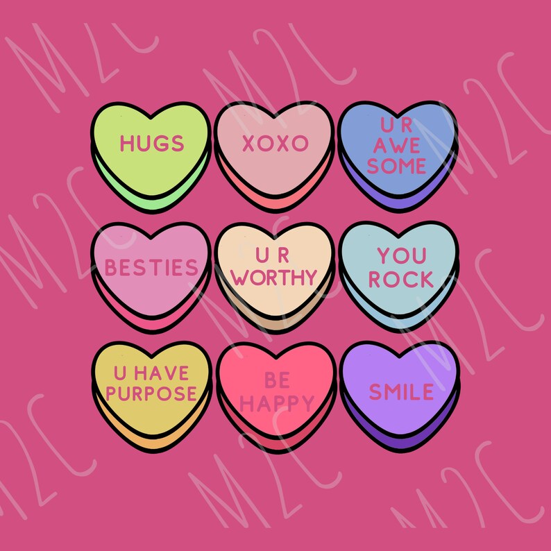Candy Heart Affirmations PNG DOWNLOAD ONLY - Etsy