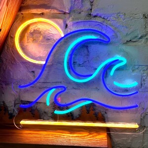 Ocean Wave Neon Sign, Custom Neon Sign, Neon Sign Bedroom, LED Neon ...