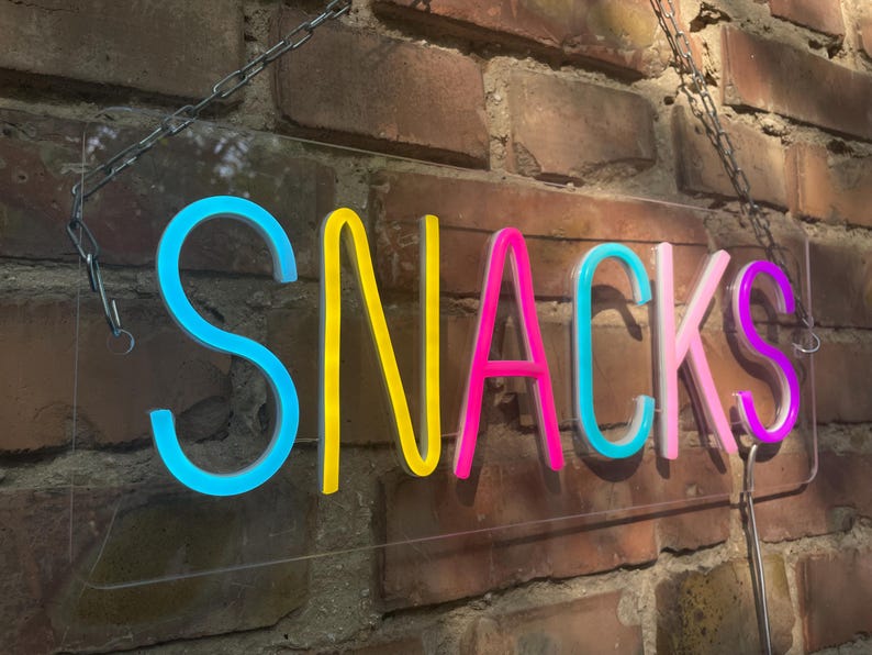 Snacks Bright Stylish Custom Neon Sign, Fun Eye-catching Personalized ...