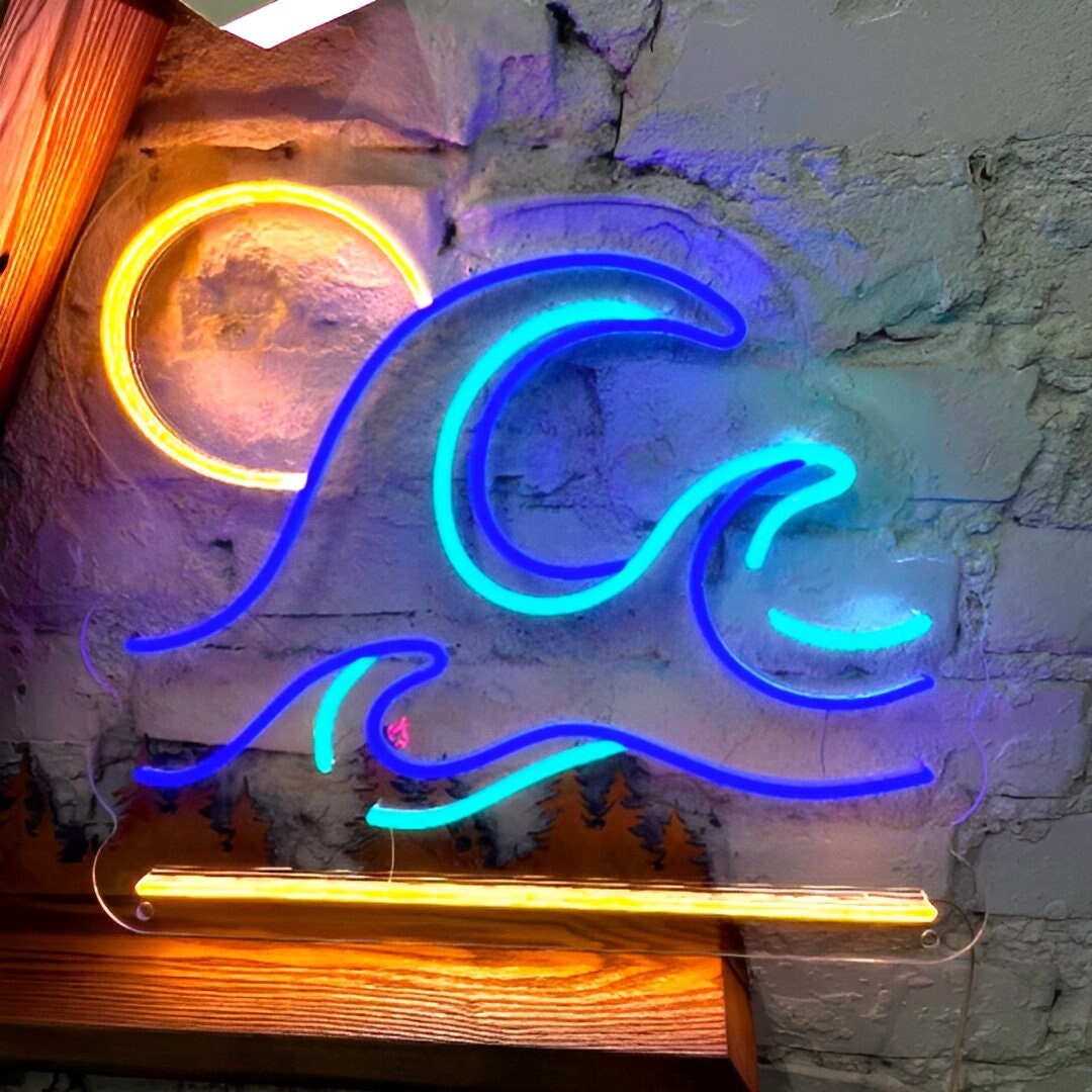 Ocean Wave Neon Sign, Custom Neon Sign, Neon Sign Bedroom, LED Neon ...