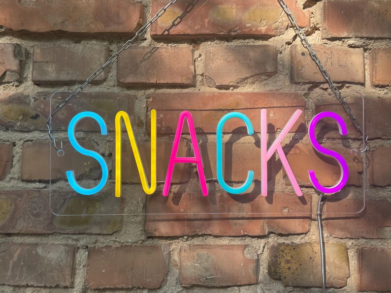 Snacks Bright Stylish Custom Neon Sign, Fun Eye-catching Personalized ...