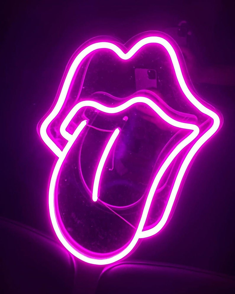 Neon Sign Lips And Tongue Led Neon Light Led Neon Sign For Etsy