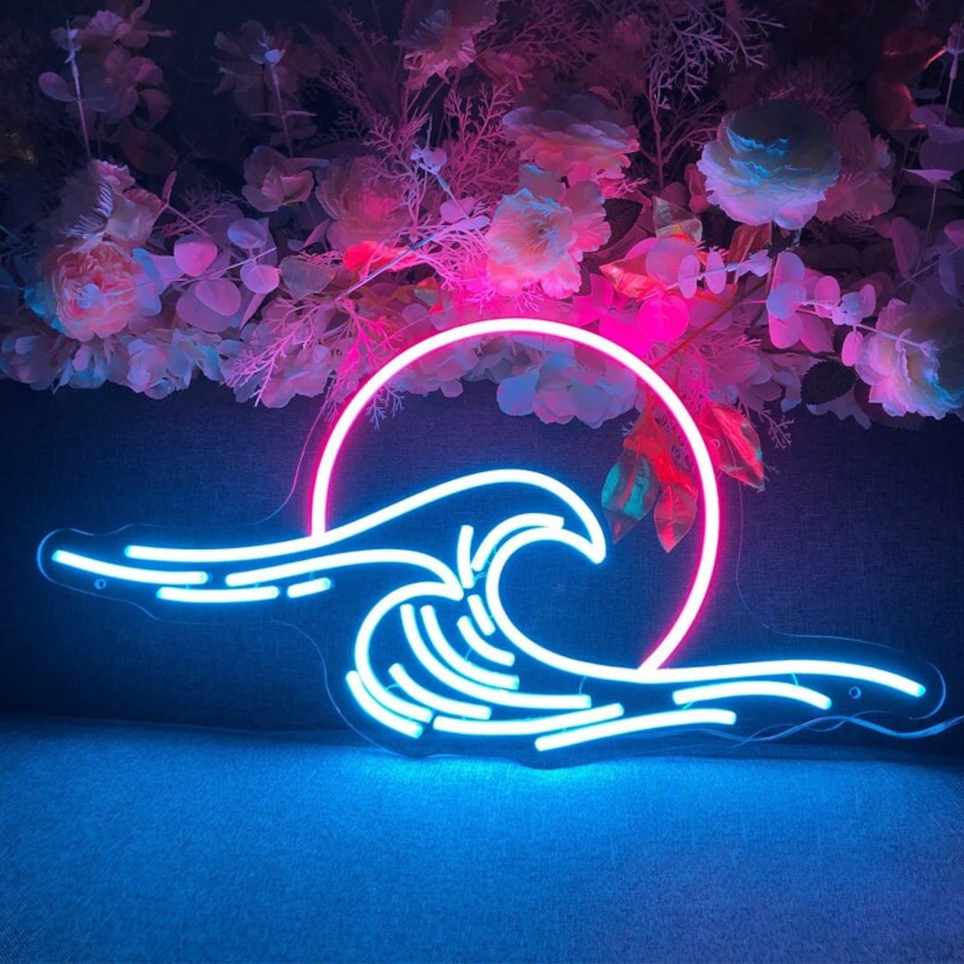 Wave Neon Sign Sun Neon Sign Beach Neon Sign - Etsy