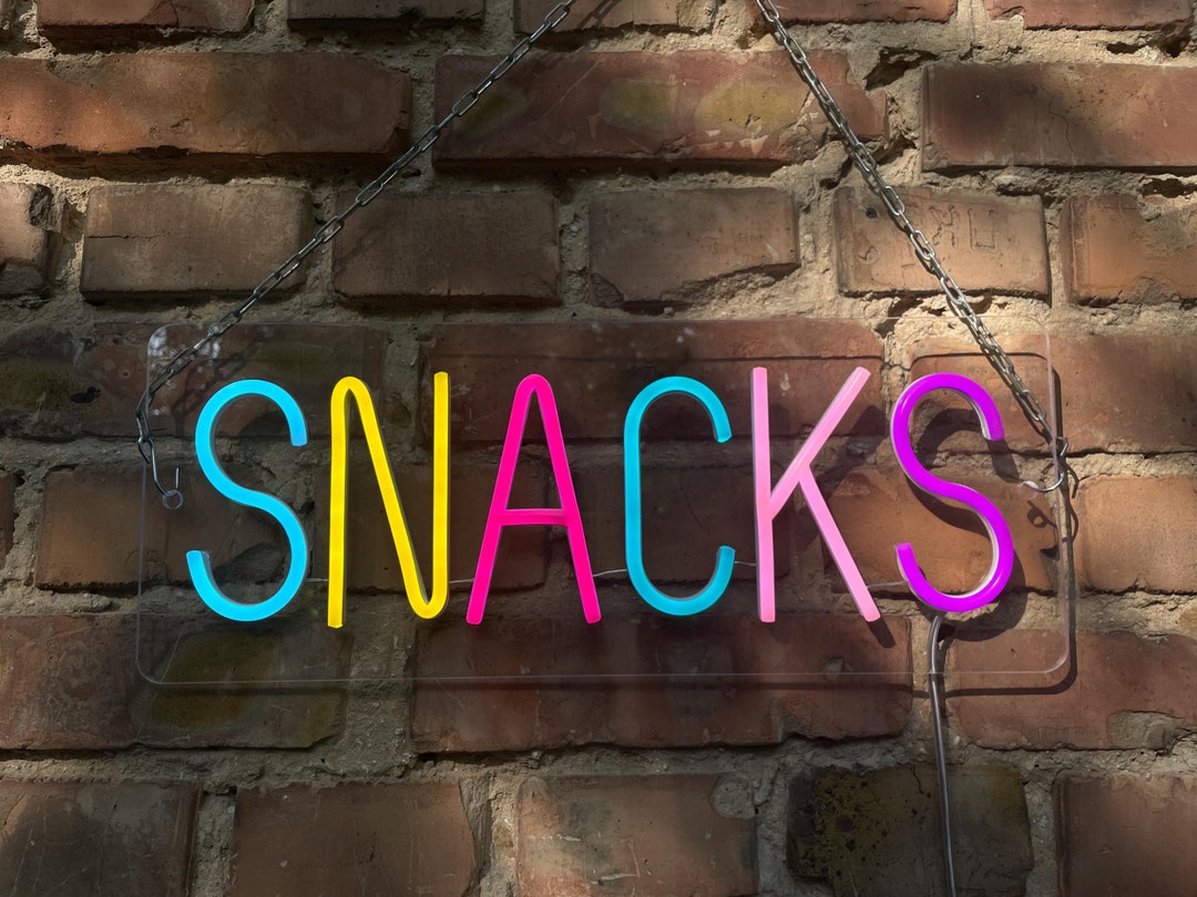 Snacks Bright Stylish Custom Neon Sign, Fun Eye-catching Personalized ...