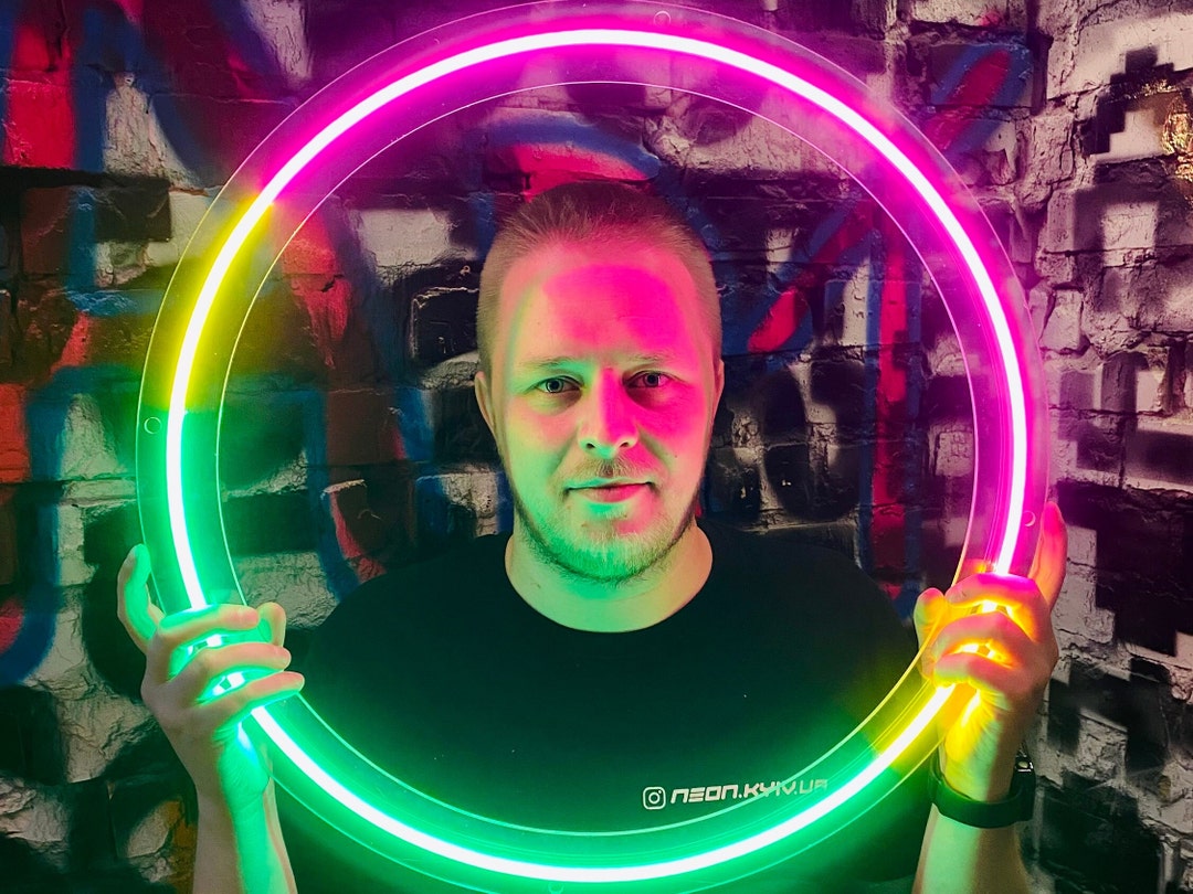 Custom Round Circle Neon Sign - Big Cute Design LED Light ...