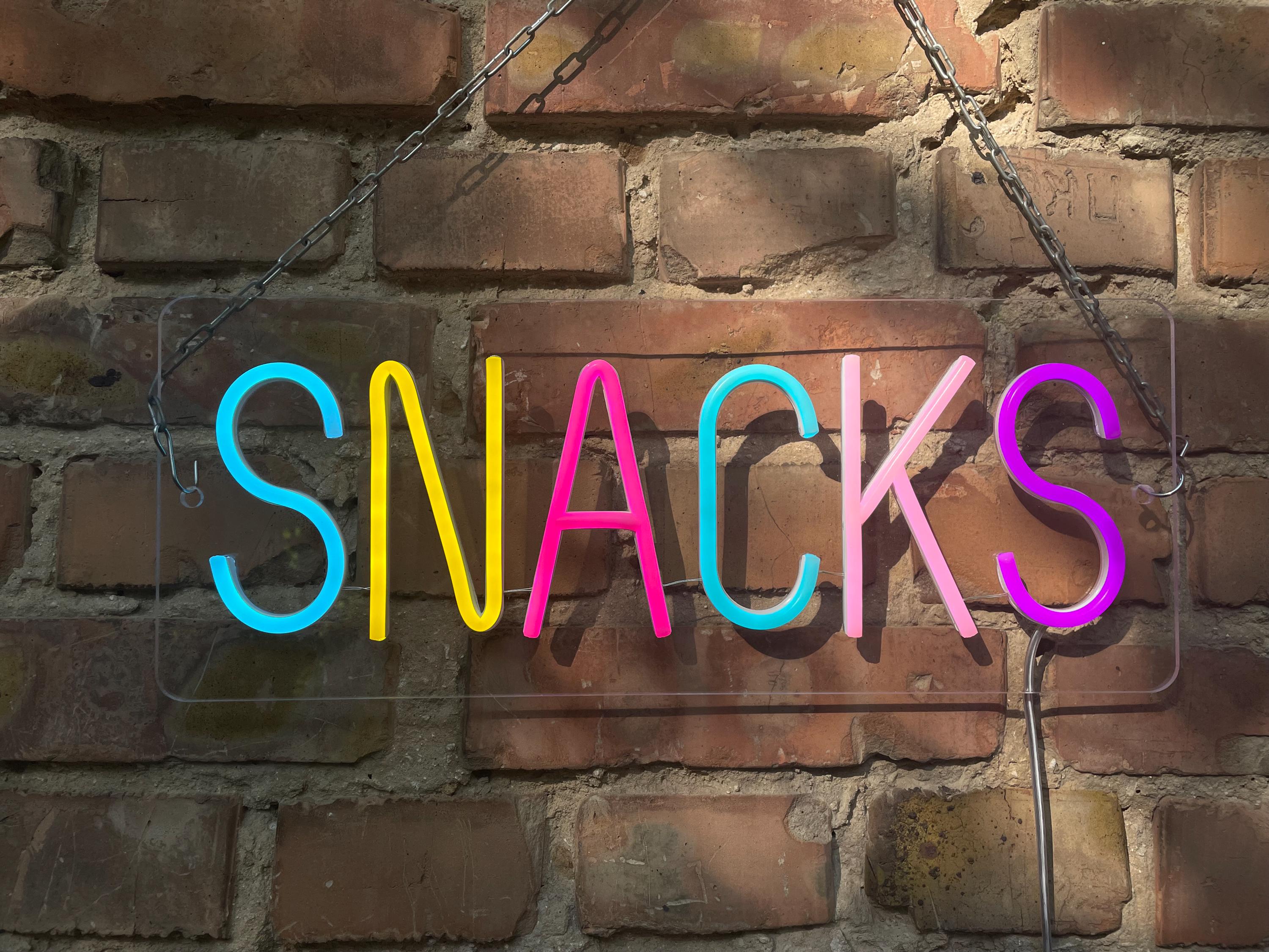 Snacks Bright Stylish Custom Neon Sign, Fun Eye-catching Personalized ...