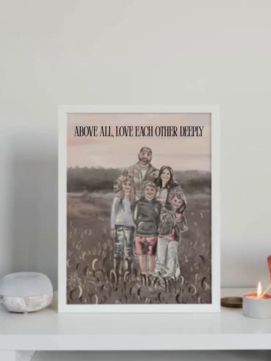 Unframed Watercolor Poster From Photo, Hand Drawn Family Portrait ...
