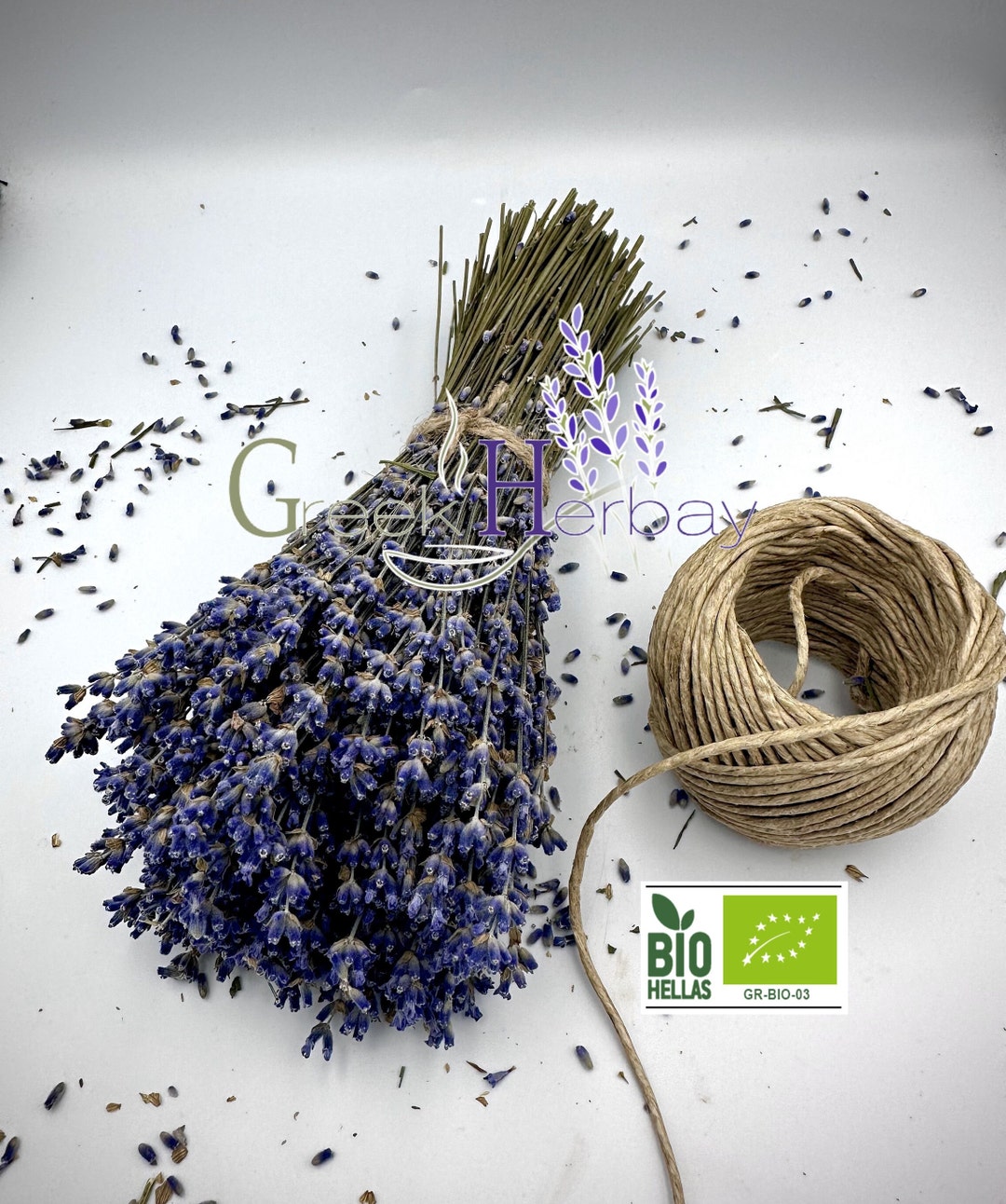 100% Greek Organic Dried Lavender Bunches 300 Stems Each 25cm Natural ...