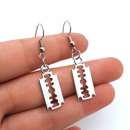 Razor Hoop Earring Blade Hoop Earrings Hoop Earrings Gothic - Etsy