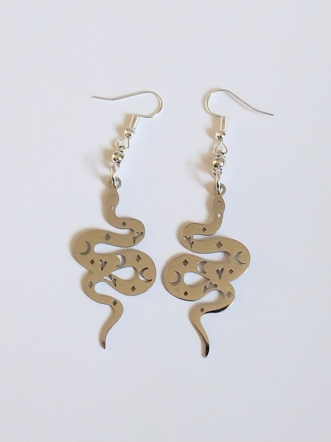 Lightweight Stainless Steel Snake Dangling Drop Earrings ...