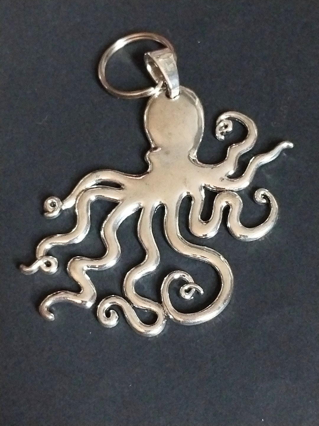 Large Silver Octopus Keychain, Octopus Keyring - Etsy