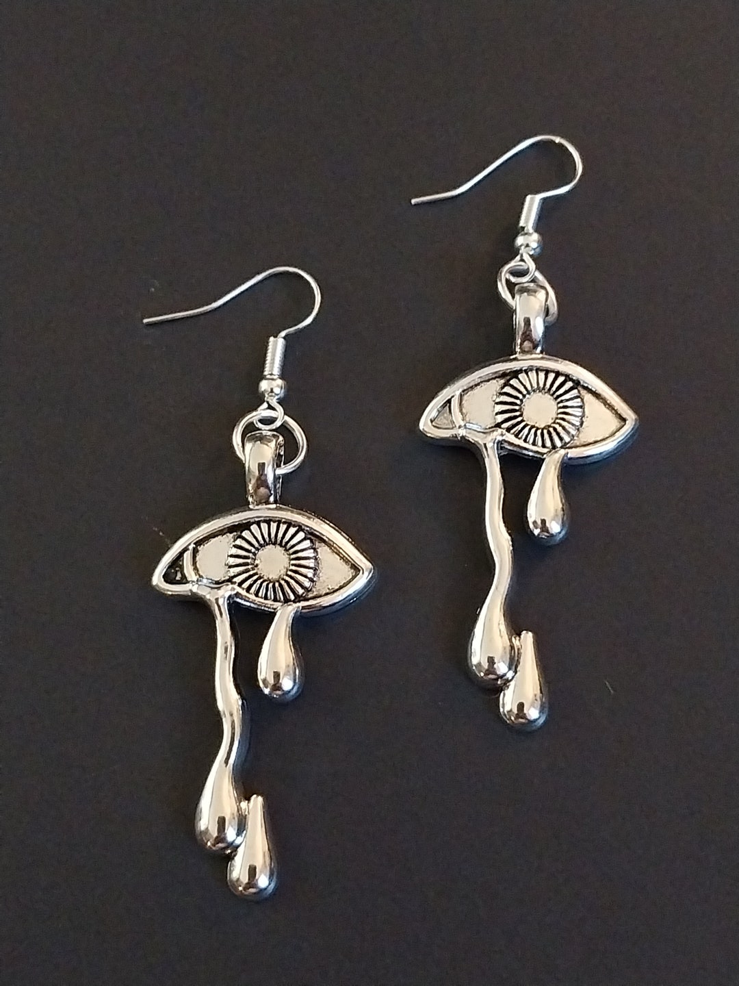 Large Silver Crying Eye, Eye Earrings, Unusual Earrings, Hypoallergenic ...