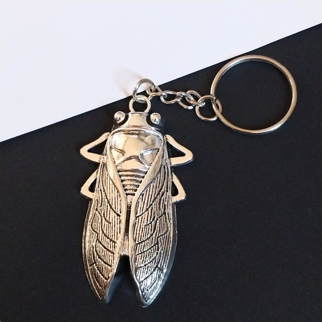 Large Silver Cicada Keychain, Bug Keyring, Insect Keychain - Etsy