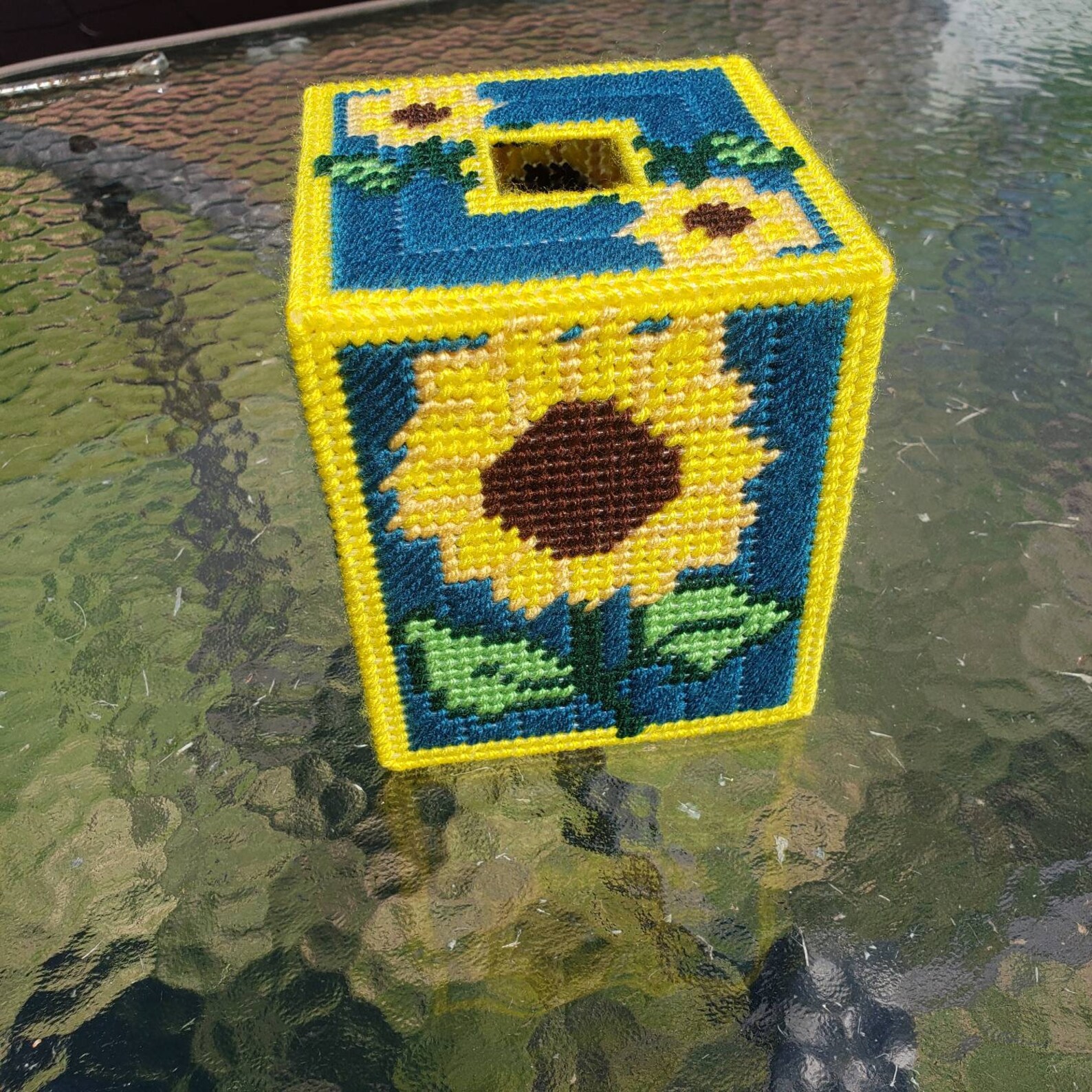 Sunflower Tissue Box Cover - Etsy