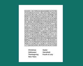 Holiday Word Search and Holiday Coloring Sheets| PDF Digital Download ...