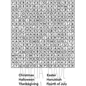 Holiday Word Search and Holiday Coloring Sheets| PDF Digital Download ...