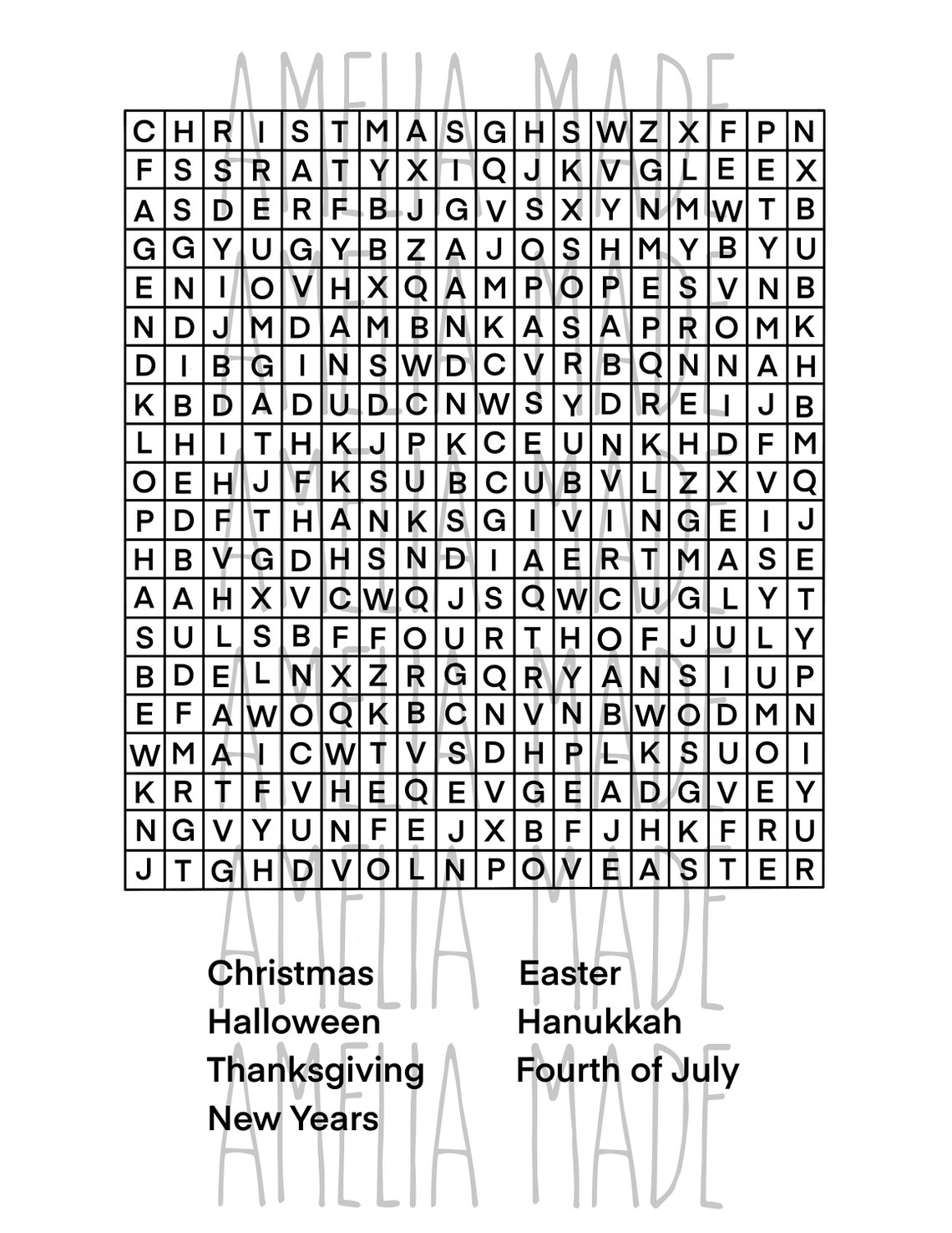 Holiday Word Search | PDF Digital Download - Etsy