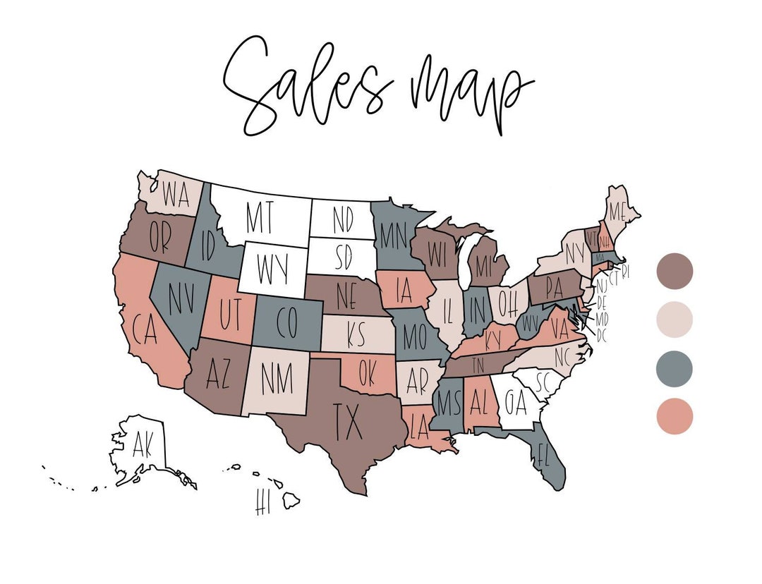 Sales Map Tracker Procreate or Printable United States Etsy Sales Map ...
