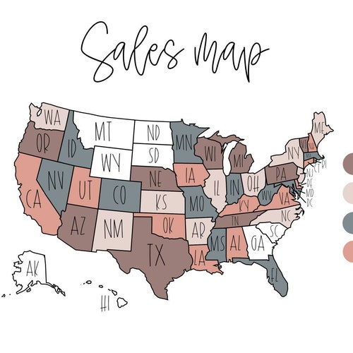 United States Map TRAVEL MAP Etsy Sales Print USA - Etsy