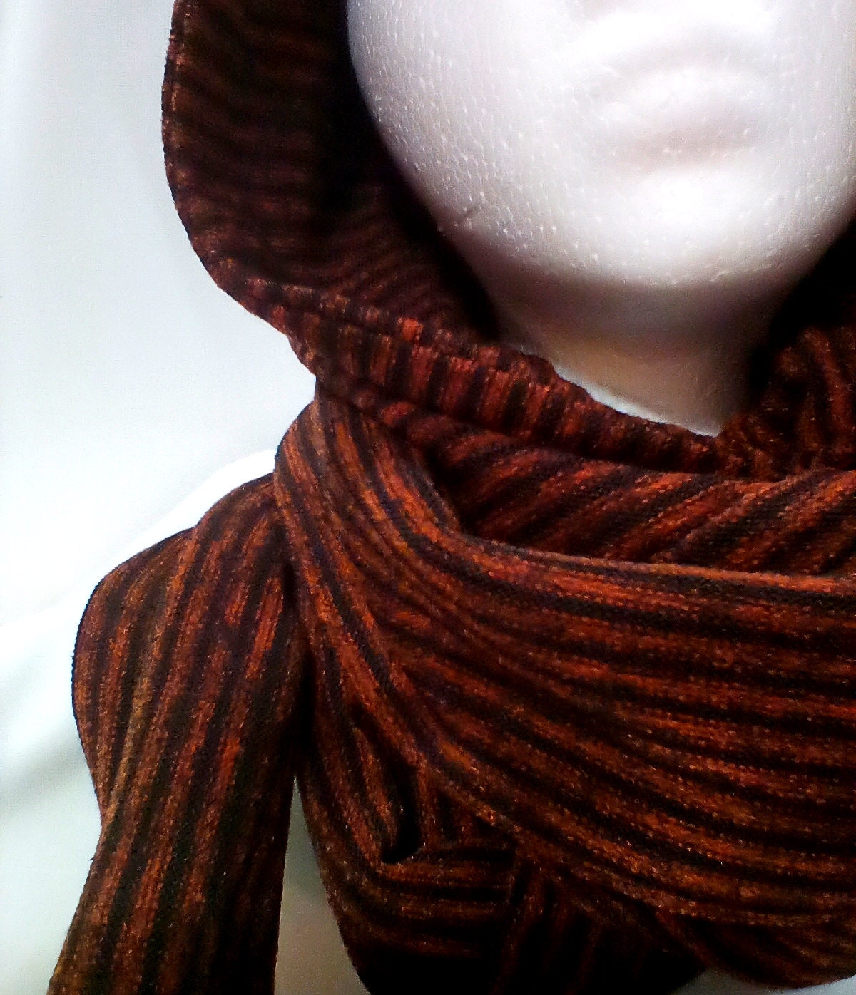Copper Stripe Scarf With Attached Hood Cut & Sew Soft Knit - Etsy Canada