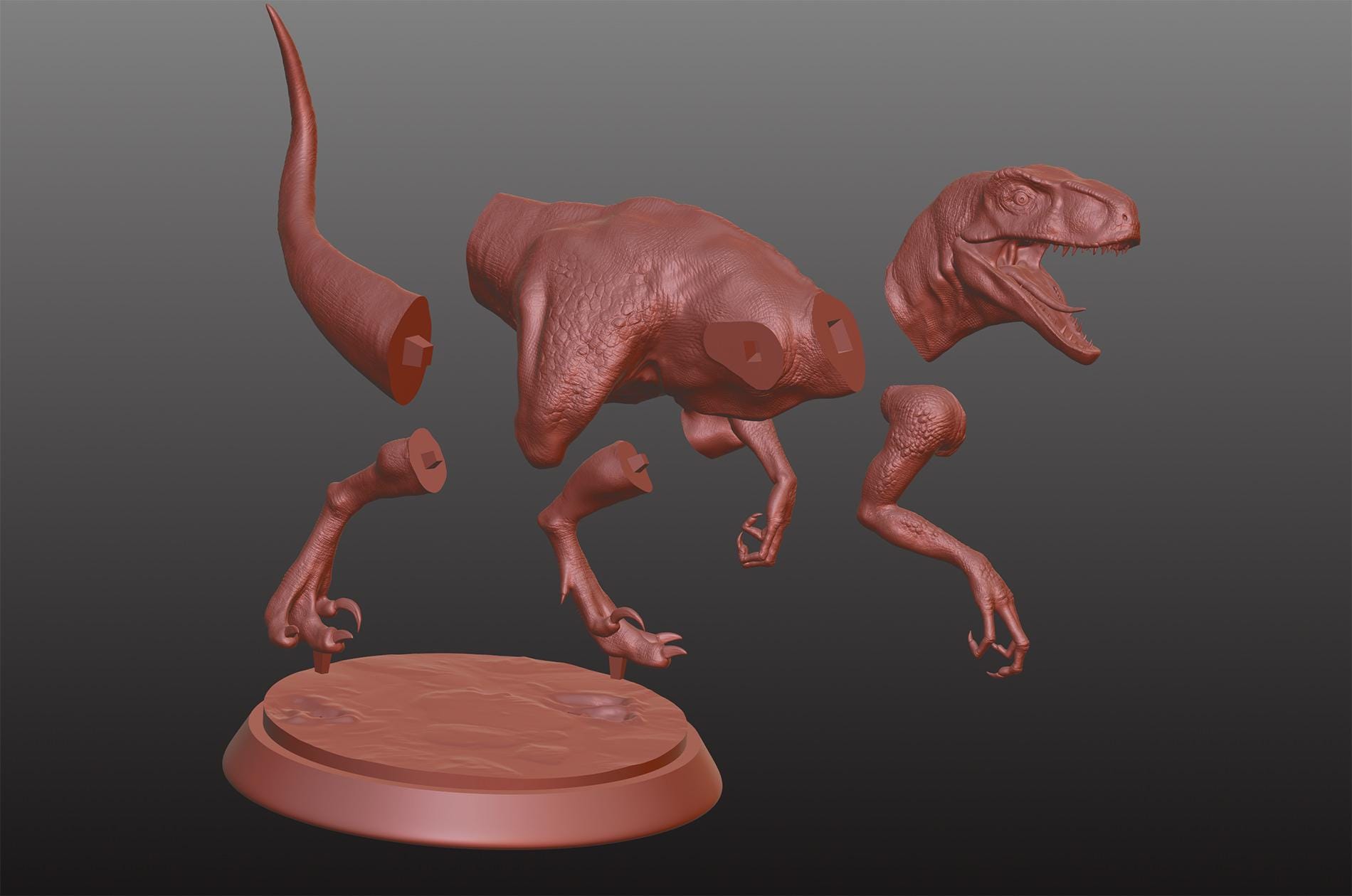 Velociraptor Dinosaur STL File: Jurassic Park Miniature (digital ...