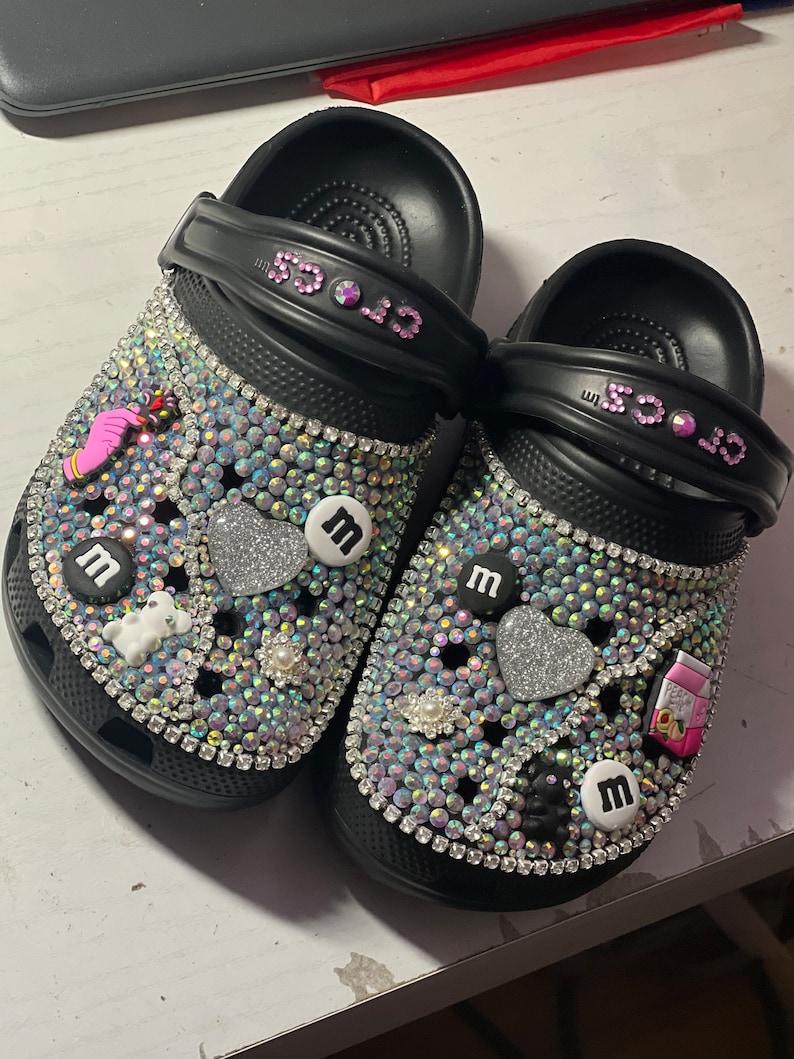 Black Custom Crocs - Etsy