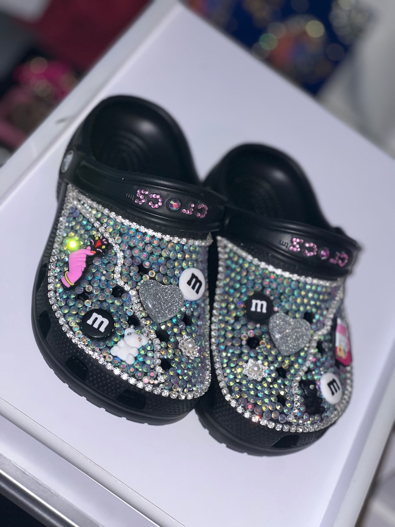 Black Custom Crocs - Etsy