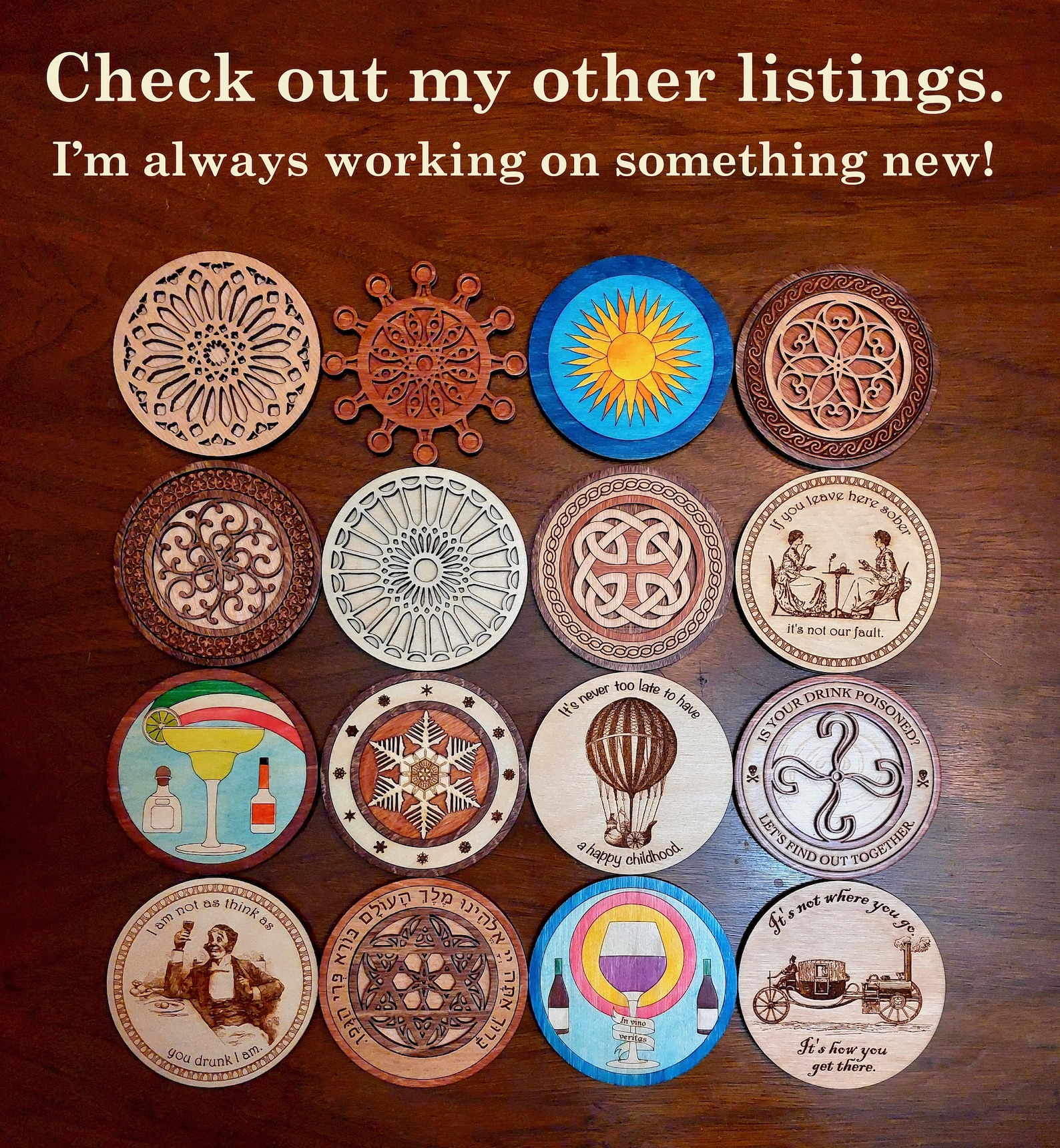 Irish Knotwork Waterproof Wooden Coasters Set of 6 Celtic | Etsy