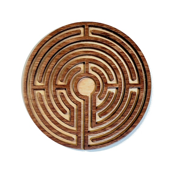Labyrinth Maze Wooden Coaster Waterproof Laser-cut Original - Etsy