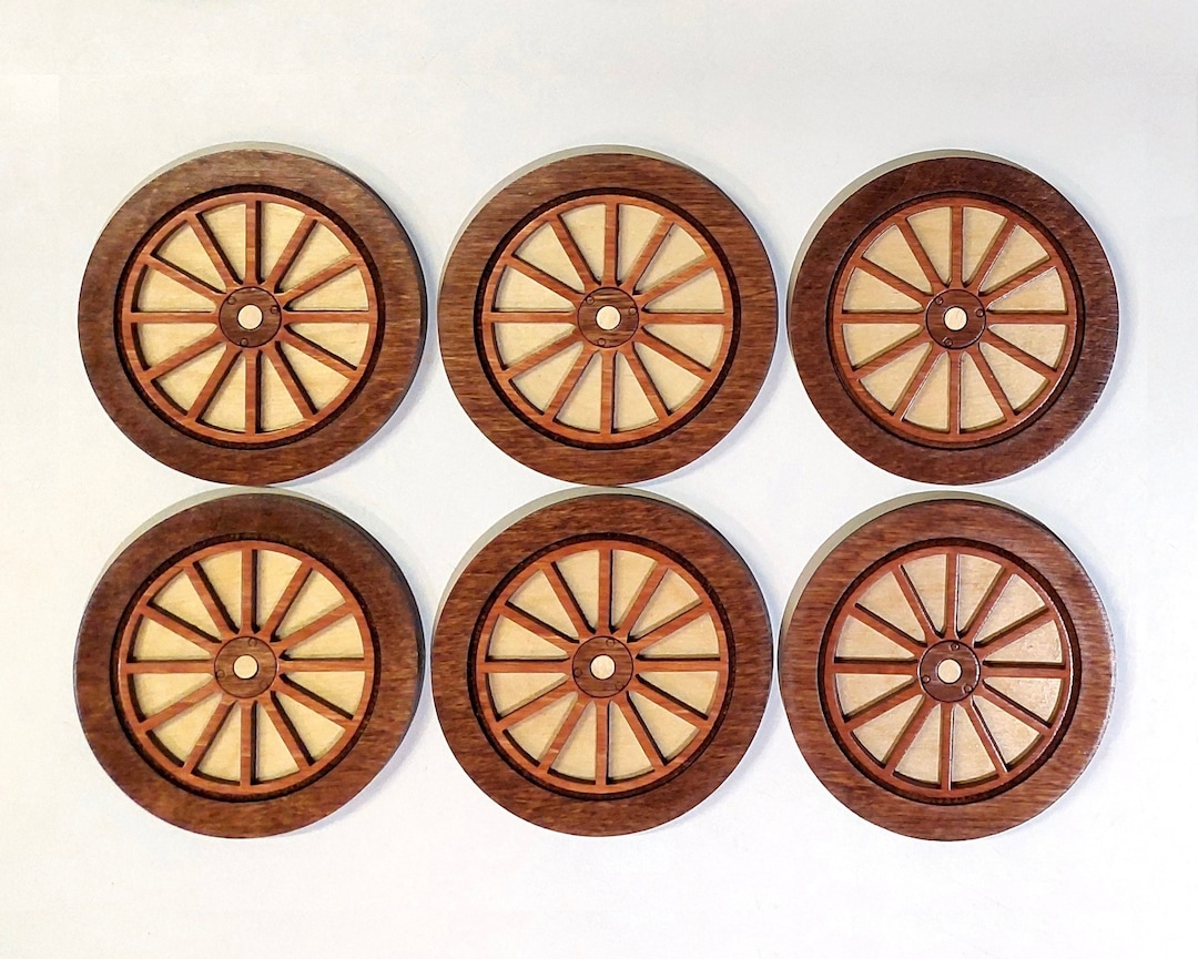 Model T Ford Wheel Waterproof Wooden Coasters, Original Set of 6 ...