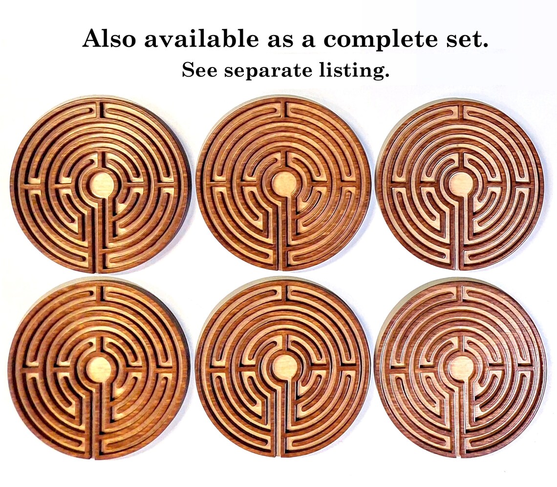 Labyrinth Maze Wooden Coaster Waterproof Laser-cut Original - Etsy