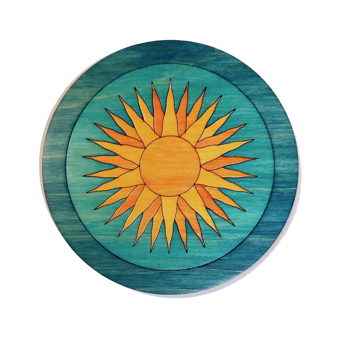 Sun in Splendor Waterproof Wooden Coaster, Original Hand-colored With ...