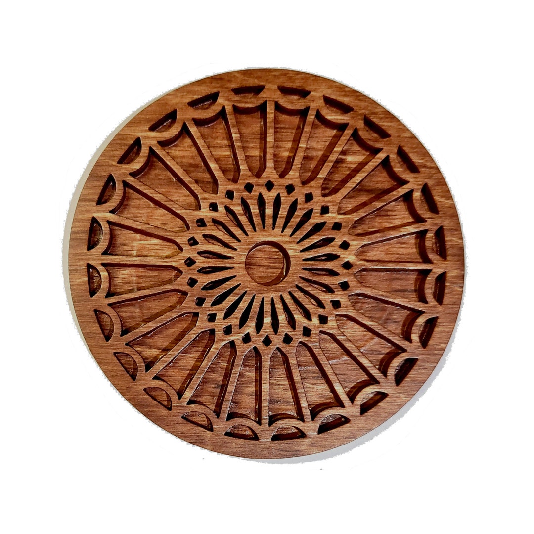Gothic Wooden Waterproof Coaster, Cathedral Rose Window Inspired ...